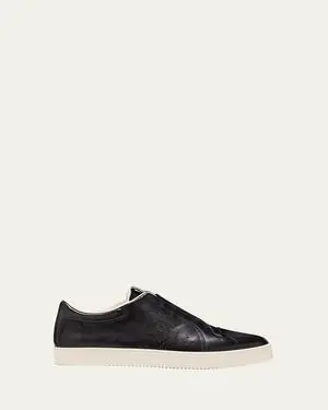 Berluti Playtime Scritto Leather Slip-on Sneakers