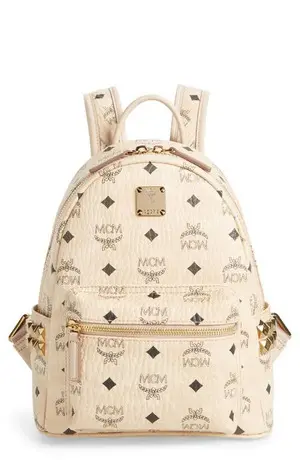Mcm Stark Mini Backpack With Studs - Beige