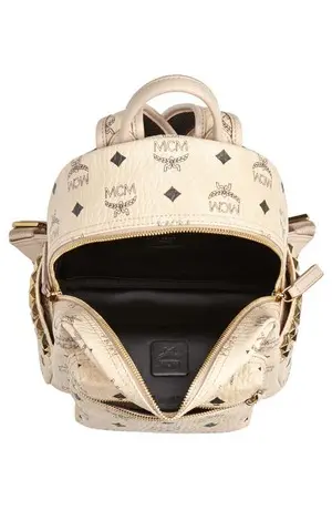 Mcm Stark Mini Backpack With Studs - Beige