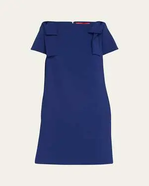 Carolina Herrera Bow Detail Shift Dress - Dkblue