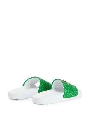 GIUSEPPE ZANOTTI Brett Glitter Slides - Green