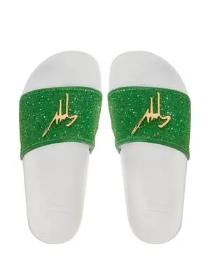GIUSEPPE ZANOTTI Brett Glitter Slides - Green