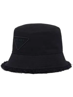 ??Prada Bucket Hat Black Nylon Triangle Logo Prada Triangle Logo Nylon Mesh Panel Bucket Hat Black Size M  main image 4
