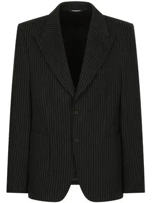 Dolce & Gabbana Pinstriped Single-breasted Blazer - Black