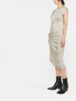 Rabanne Gathered Detail Midi Dress - Gold