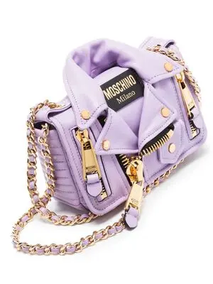 Moschino Biker Leather Shoulder Bag