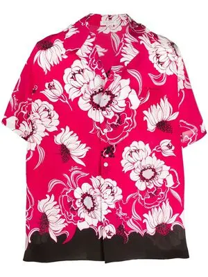 Valentino Garavani Floral-print Short-sleeved Shirt - Pink