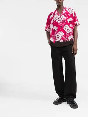 Valentino Garavani Floral-print Short-sleeved Shirt - Pink
