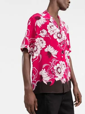 Valentino Garavani Floral-print Short-sleeved Shirt - Pink