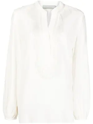Silvia Tcherassi Frayed-edge V-neck Blouse