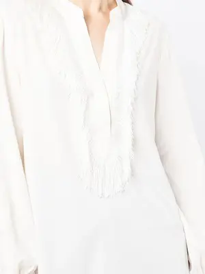 Silvia Tcherassi Frayed-edge V-neck Blouse