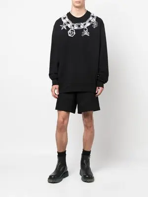 Philipp Plein Chain-link Print Crew Neck Sweater