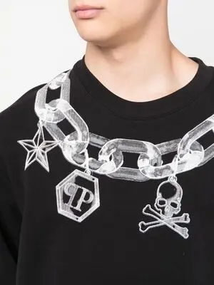 Philipp Plein Chain-link Print Crew Neck Sweater