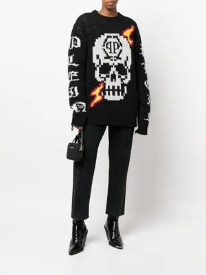 Philipp Plein Skull Intarsia-knit Jumper - Black