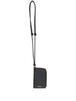 JIL SANDER Embossed-logo Detail Neck Wallet - Black