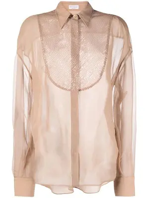 Brunello Cucinelli Sheer-design Silk Shirt