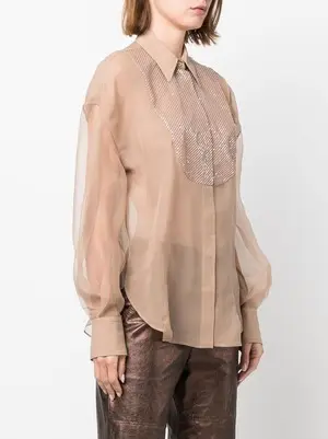 Brunello Cucinelli Sheer-design Silk Shirt