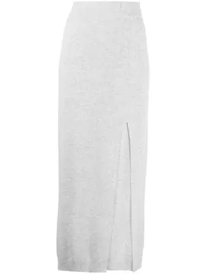 Brunello Cucinelli Ribbed Knit Side-slit Skirt