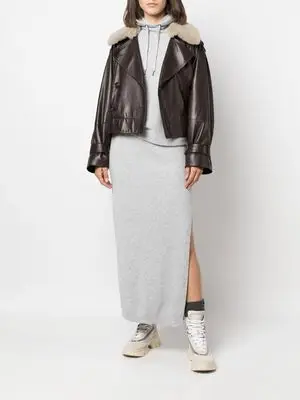 Brunello Cucinelli Ribbed Knit Side-slit Skirt