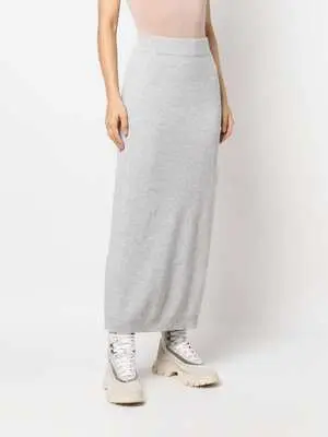 Brunello Cucinelli Ribbed Knit Side-slit Skirt