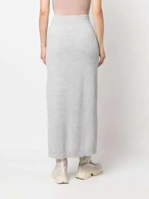 Brunello Cucinelli Ribbed Knit Side-slit Skirt