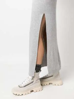 Brunello Cucinelli Ribbed Knit Side-slit Skirt