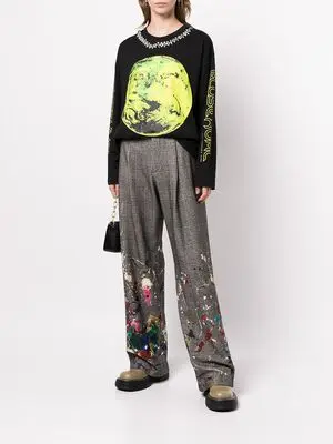 R13 Paint-Splatter Prince Of Wales Trousers In Multicolour - 67