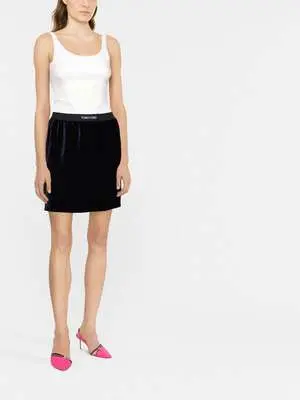 TOM FORD Logo Intarsia Velvet Miniskirt