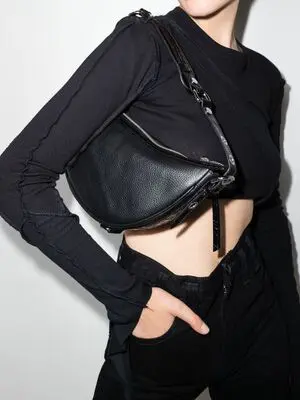 By Far Grained-leather Curved Shoulder Bag - Black