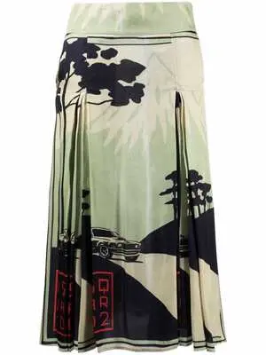 Dsquared2 Graphic Print Box Pleat Midi Skirt