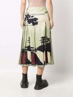 Dsquared2 Graphic Print Box Pleat Midi Skirt