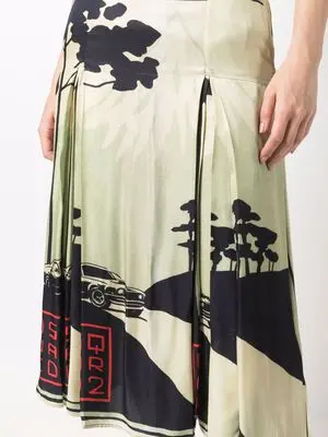 Dsquared2 Graphic Print Box Pleat Midi Skirt