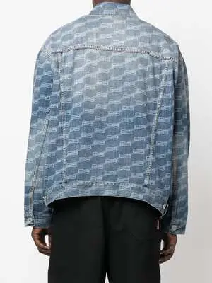 Balenciaga Logo-print Washed Denim Jacket