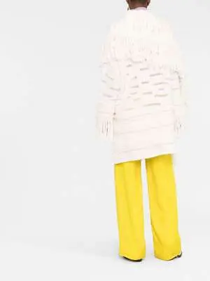 Stella McCartney Asymmetric Fringed Cardigan - White
