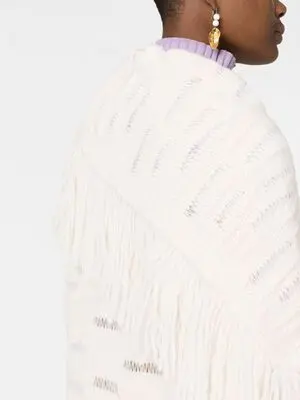 Stella McCartney Asymmetric Fringed Cardigan - White