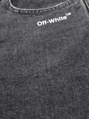 Off-White Diag-stripe Denim Shorts - Grey