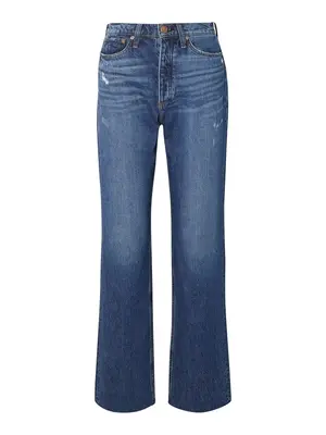 Rag & Bone Alex Distressed High-rise Straight-leg Organic Jeans