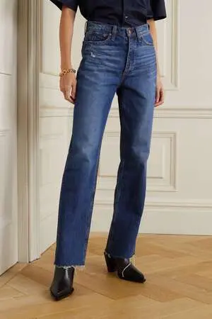 Rag & Bone Alex Distressed High-rise Straight-leg Organic Jeans