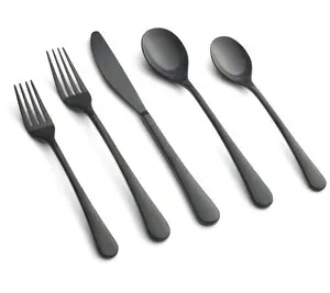 CAMBRIDGE SILVERSMITH S Xyla Black Satin 20-piec Flatware Set - One-color
