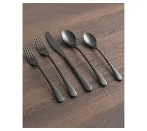 CAMBRIDGE SILVERSMITH S Xyla Black Satin 20-piec Flatware Set