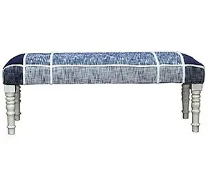 OX BAY TRADING CO. Ox Bay Modern Blue Plaid Bench Indoor Bench - One-color