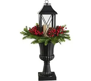 NEARLY NATURAL 33' Holiday Greenery, Berries, P Inecones In Ur - One-color