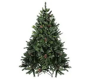 NORTHLIGHT Snowy Delta Pine With Pinecones Chri Stmas Tree - One-color