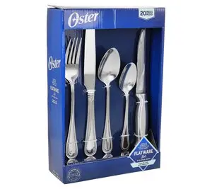 OSTER 20-piece Stainless Steel Flatware And Ste Ak Knife Set - Silver