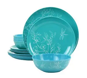 MARTHA STEWART 12-piece Leafy Floral Melamine D Innerware Set - One-color