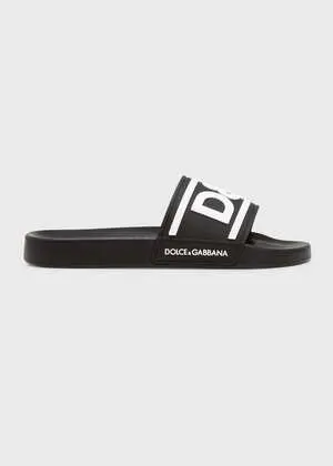 Dolce & Gabbana Logo Pool Slides Black/wht