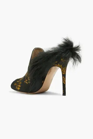 GIANVITO ROSSI Benton Feather-embellished Textile Mules