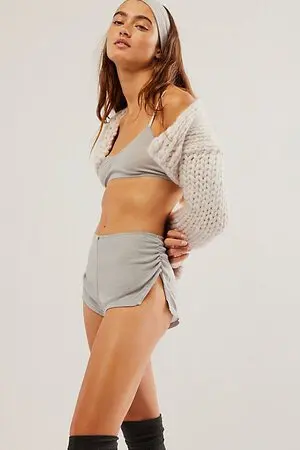 Free People Rose Garden Micro Shorts - Heather Grey
