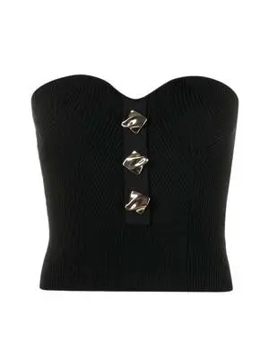 SELF-PORTRAIT Strapless Ribbed Knit Top