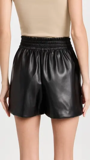 Susana Monaco Faux Leather Pleated Shorts - Black